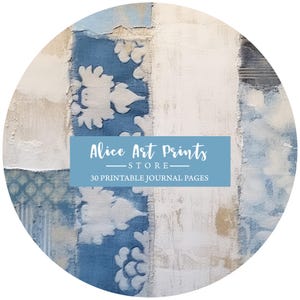 Neutral Blue Collages, Digital Painted Paper Scraps, Vintage Scraps of ...
