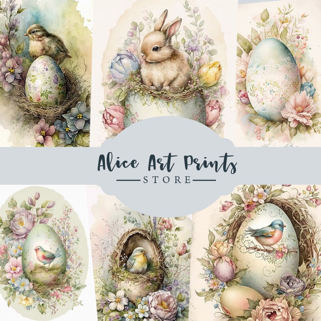 Vintage Spring Easter ATC Cards, Junk Journal Cards, Digital Paper ...
