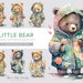 Cute Bear Watercolor Clipart Adorable Baby Bear PNG Little - Etsy