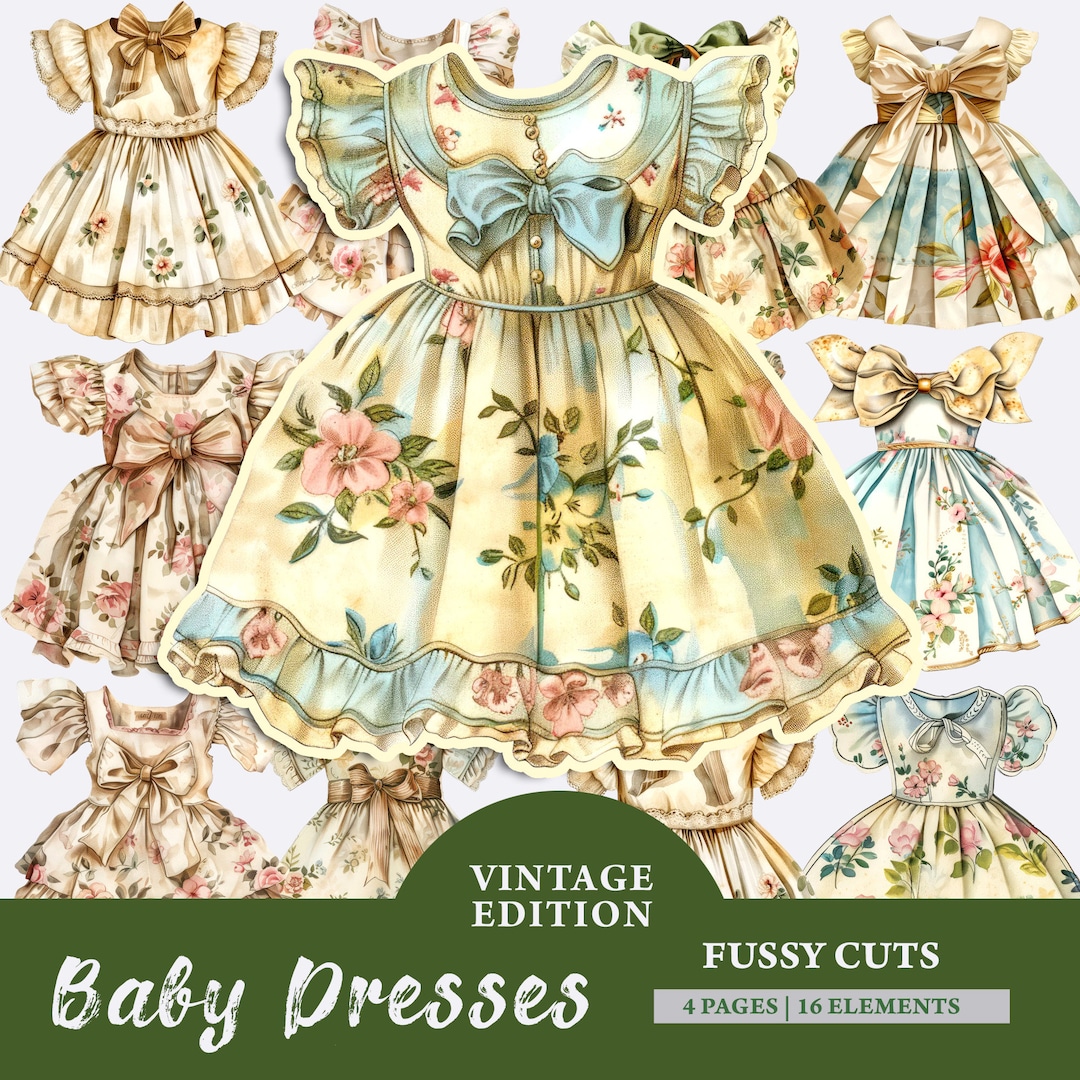 Vintage Paper Doll Dresses Printable Ephemera, Baby Dresses Fussy Cut ...