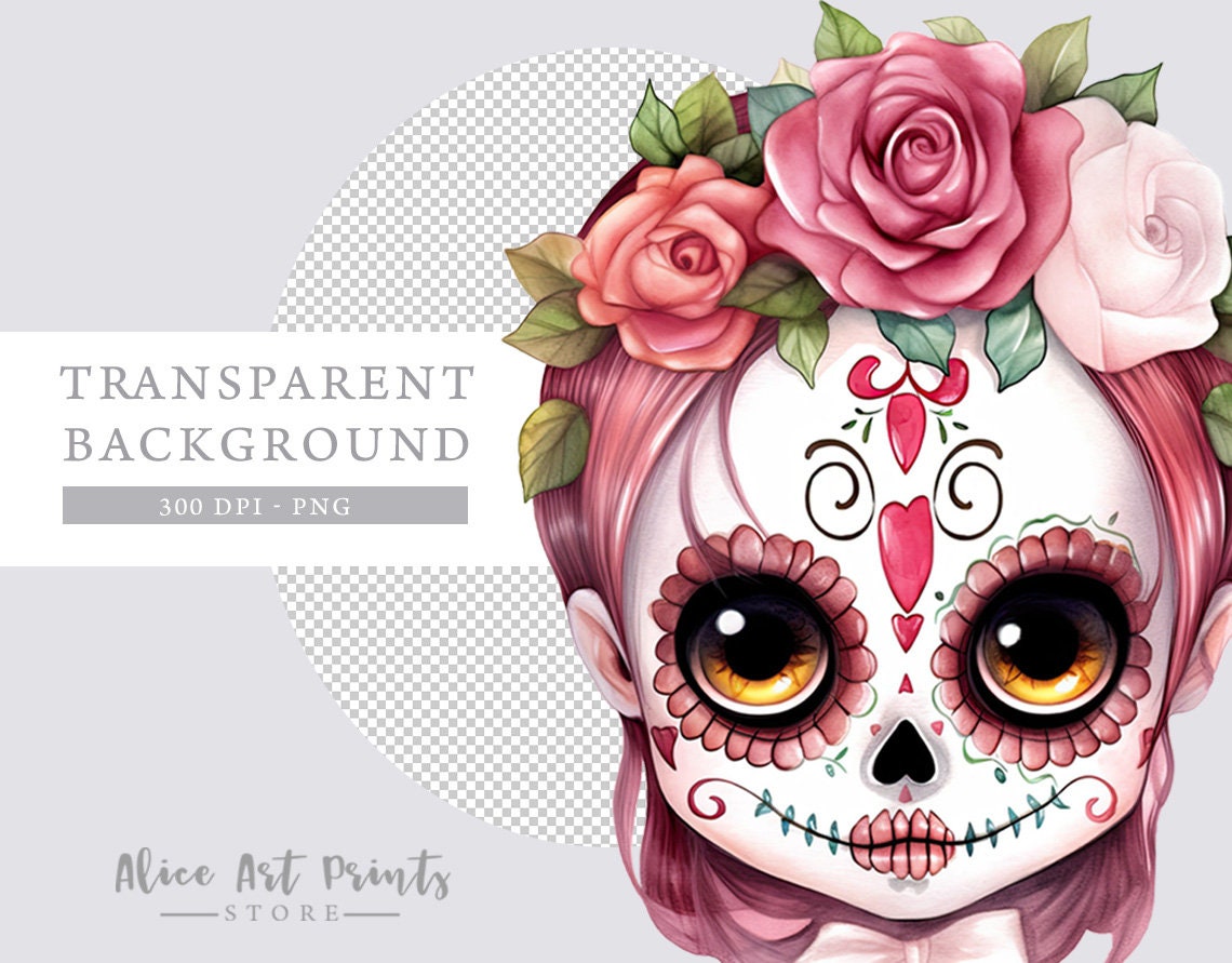 La Calavera Catrina Watercolor Clipart Small Cute La Catrina - Etsy