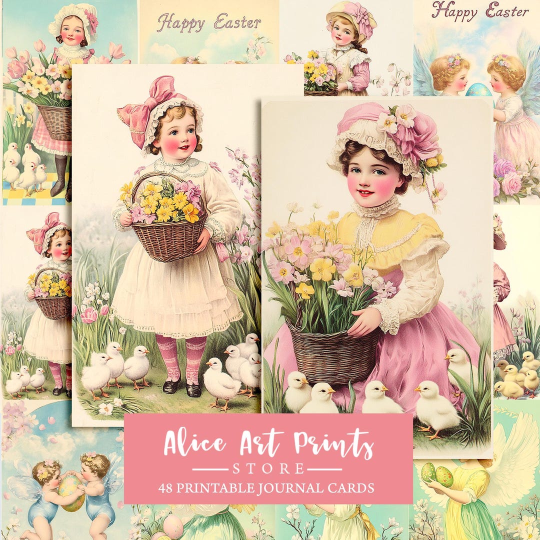 Vintage Spring Easter Collage Sheets, Easter Junk Journal Cards Easter ...