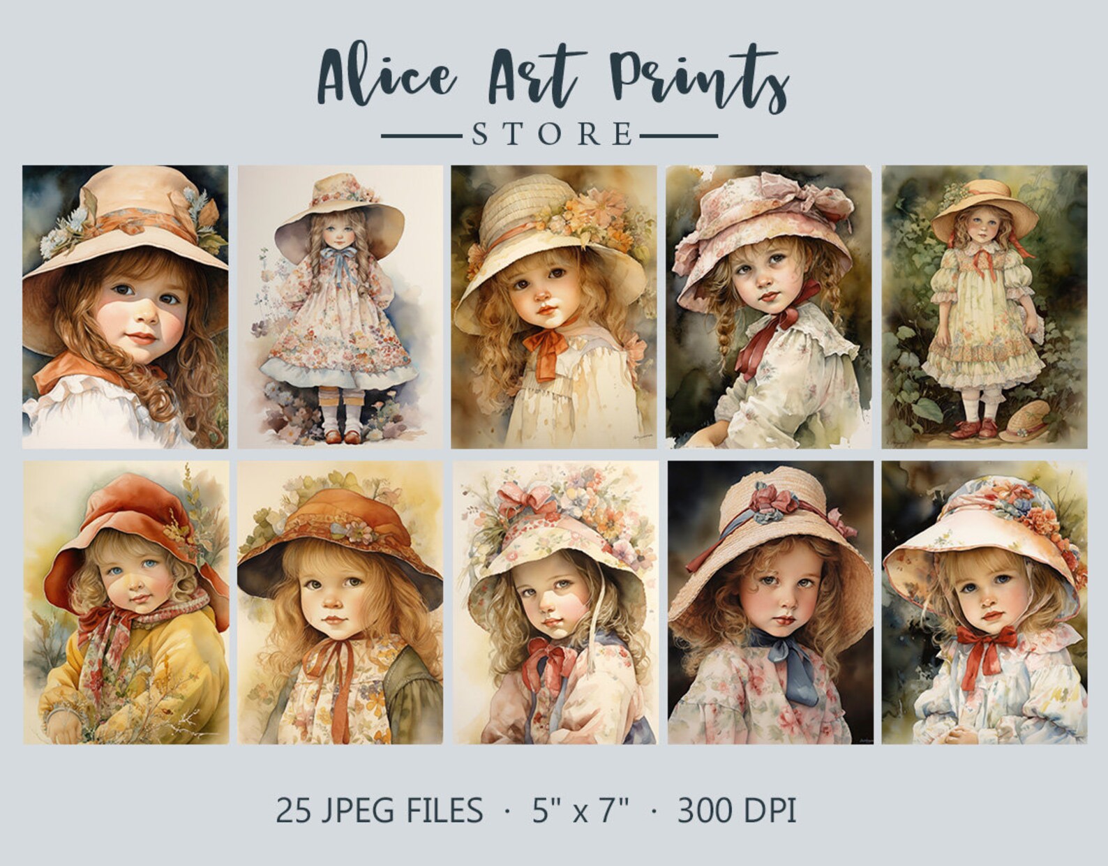 Vintage Little Girls Watercolor Clipart Bundle Retro Vintage - Etsy