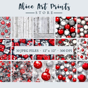 Christmas Digital Paper Set, Christmas Seamless Pattern, Holidays ...