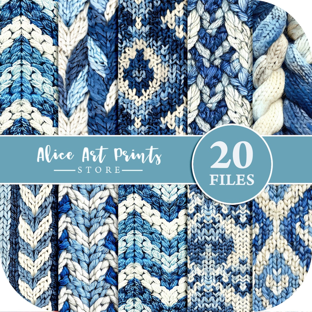 Printable Seamless Knitted Textures, Digital Knitted Pattern, 20 Junk ...
