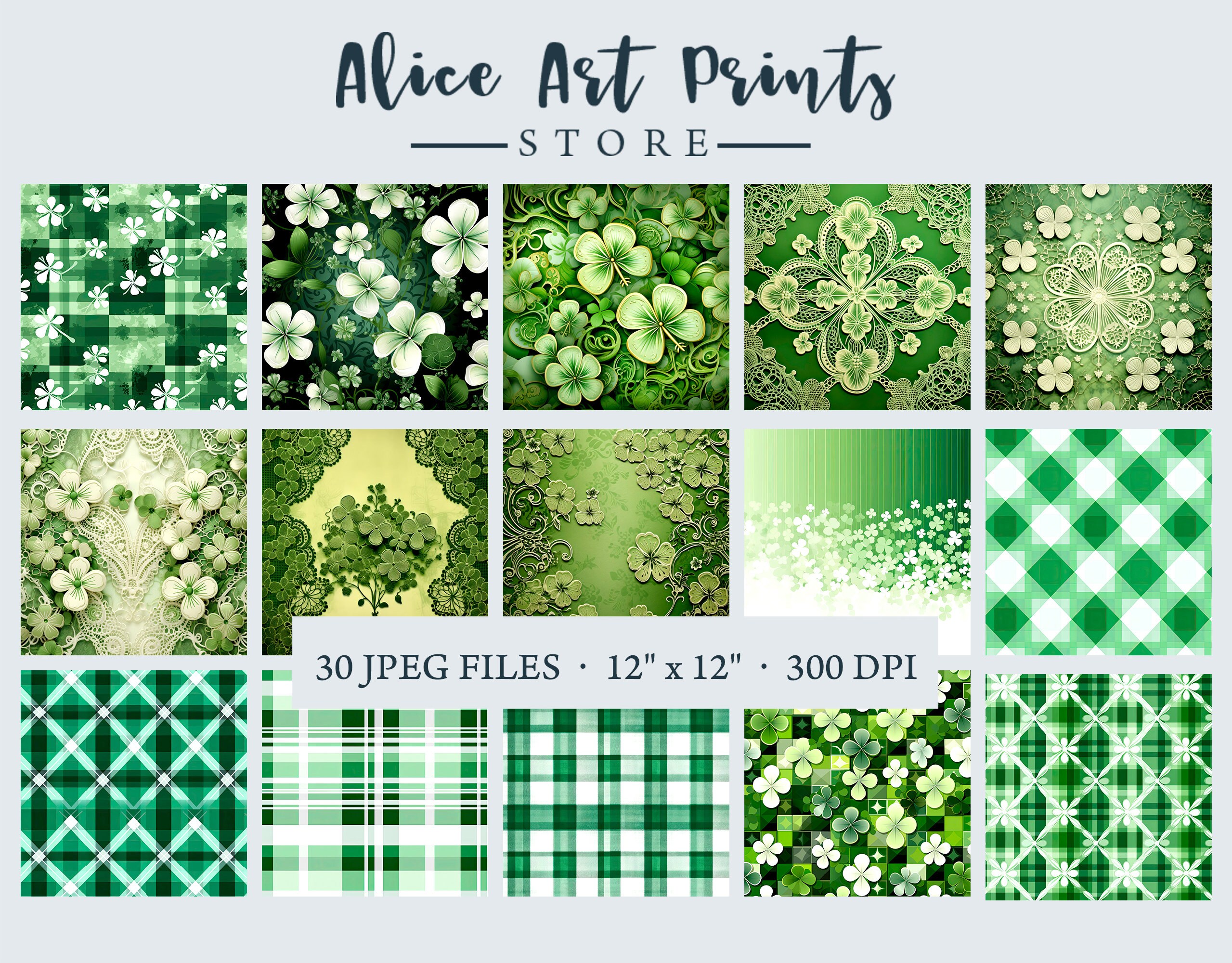 Printable St.patricks Day Digital Paper, Four Leaf Clover Pages Junk ...