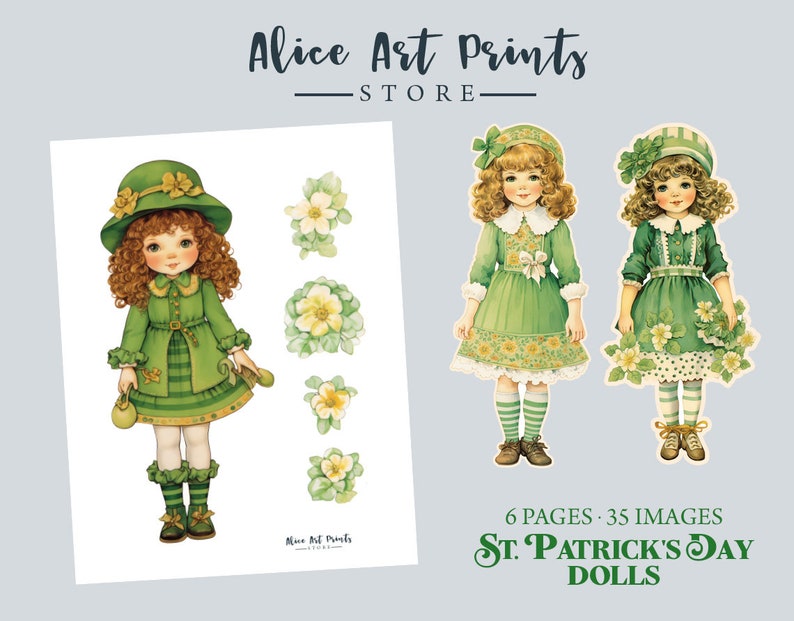 St. Patrick's Day Baby Doll Fussy Cut, Ephemera for Junk Journals ...
