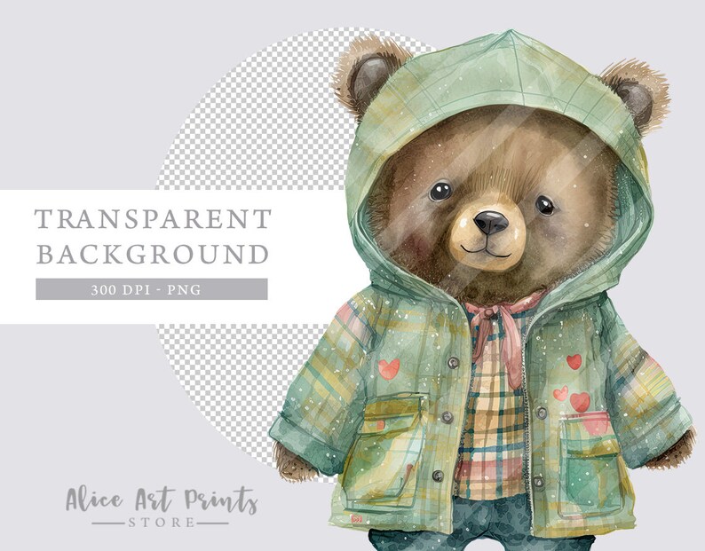 Cute Bear Watercolor Clipart Teddy Bear Clipart Little Bear - Etsy