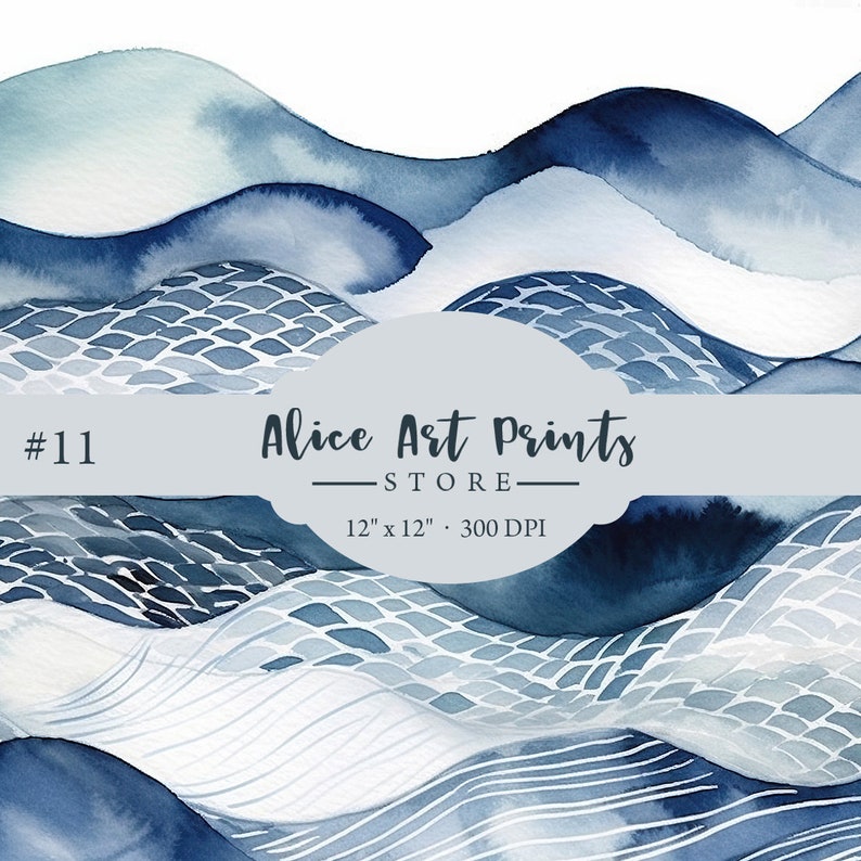 Ocean Watercolour Digital Paper Sea Themed Abstract Wave - Etsy