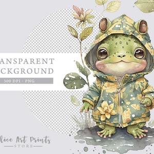 Cute Frog Watercolor Clipart, Adorable Baby Frog PNG, Cute Green Frog ...