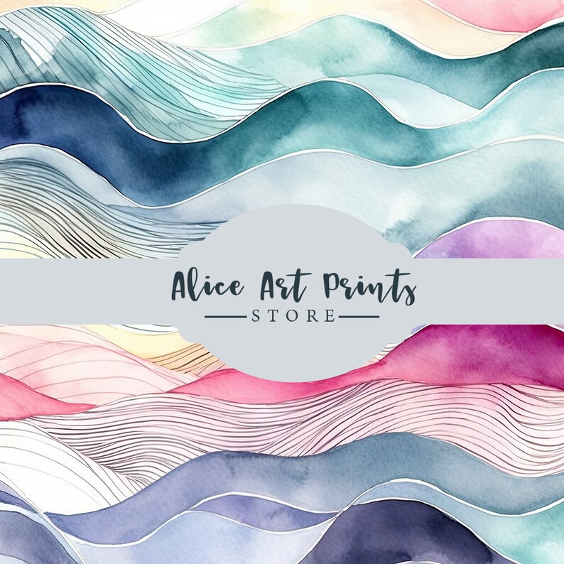 Abstract Watercolor Waves, Simple Geometric Watercolor Texture ...
