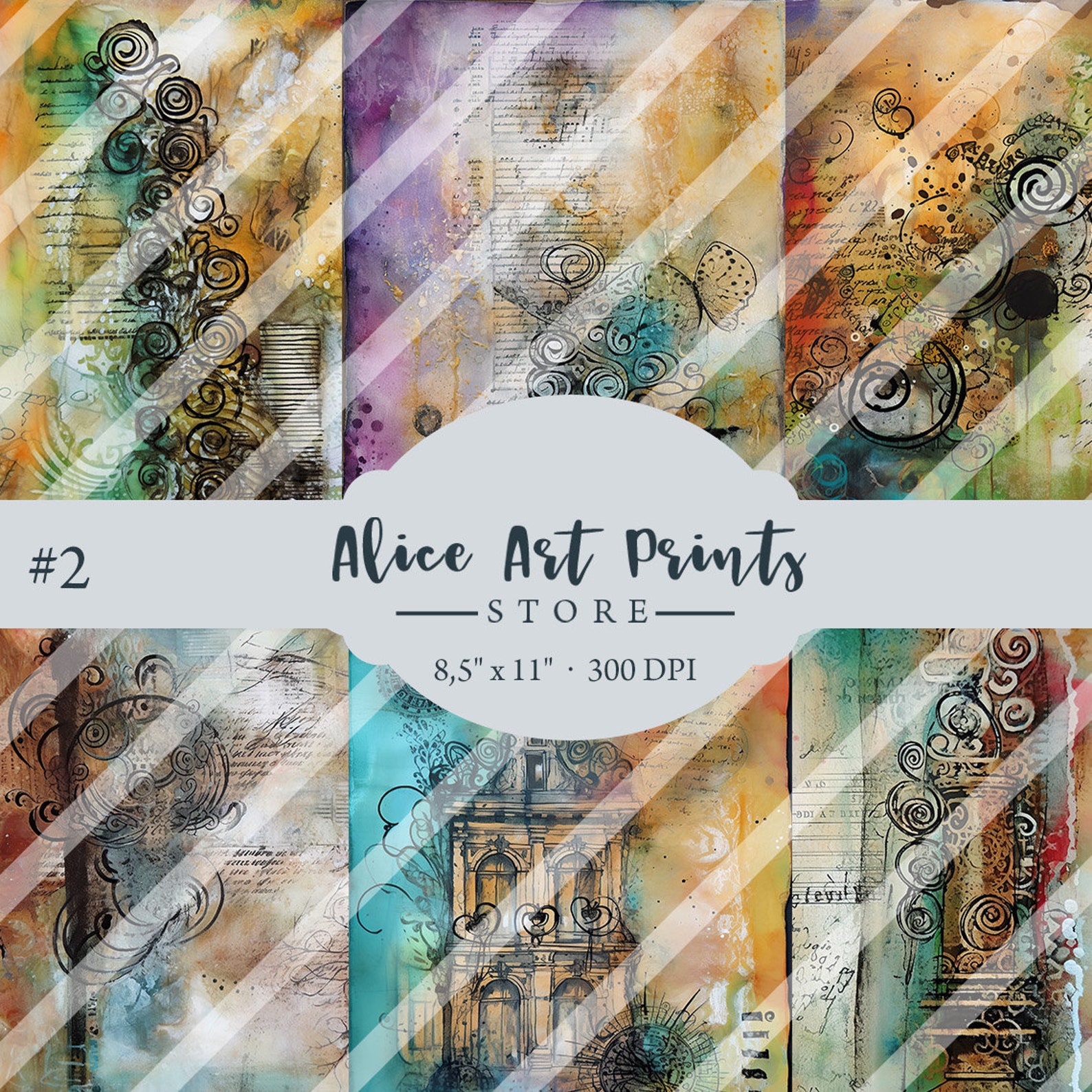 Grunge Journal Papers, Watercolor Journal Pages, Junk Journal Printable ...