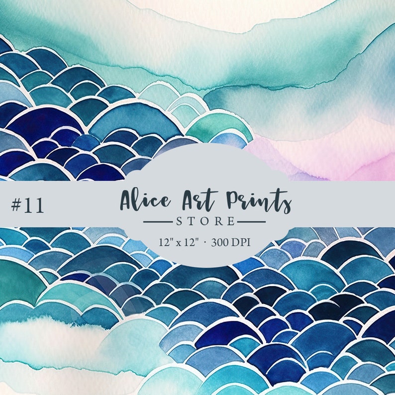 Ocean Watercolour Digital Paper Sea Themed Abstract Wave - Etsy