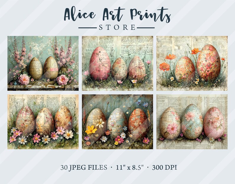 Easter Eggs Junk Journal Pages, Vintage Ephemera Colorful Easter ...