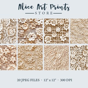 Printable Antique Lace Digital Papers, Lace Page, Distressed Background ...