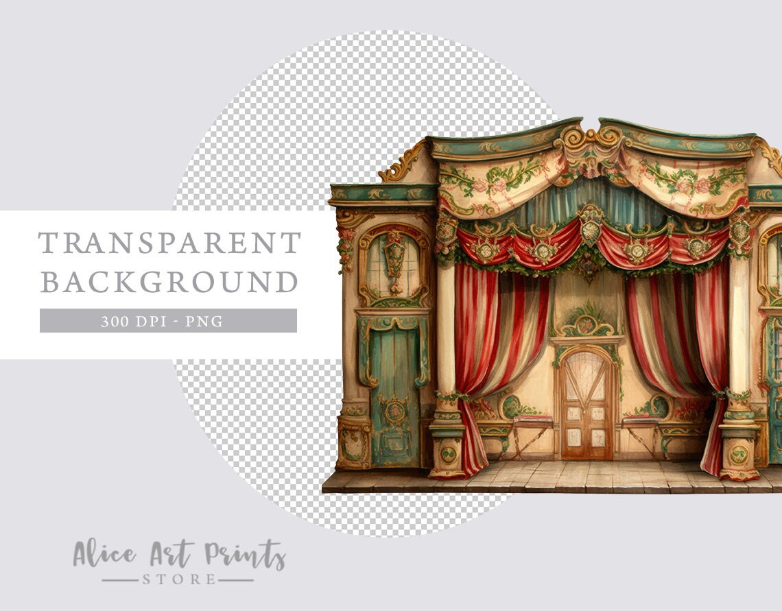 Printable French Theater Dollhouse Christmas Vintage Paper - Etsy