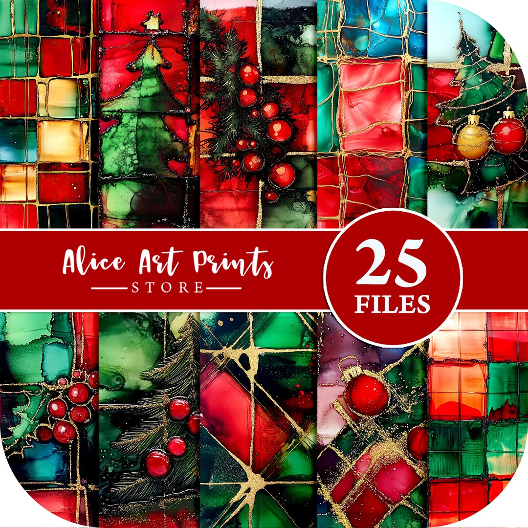 Christmas Plaid Digital Paper, Red Plaid Alcohol Ink Wash Texture, Red ...