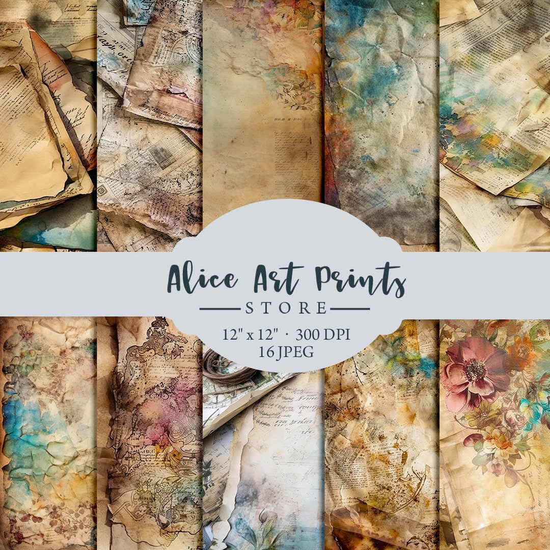 Grunge Journal Papers, Watercolor Journal Pages, Junk Journal Printable ...