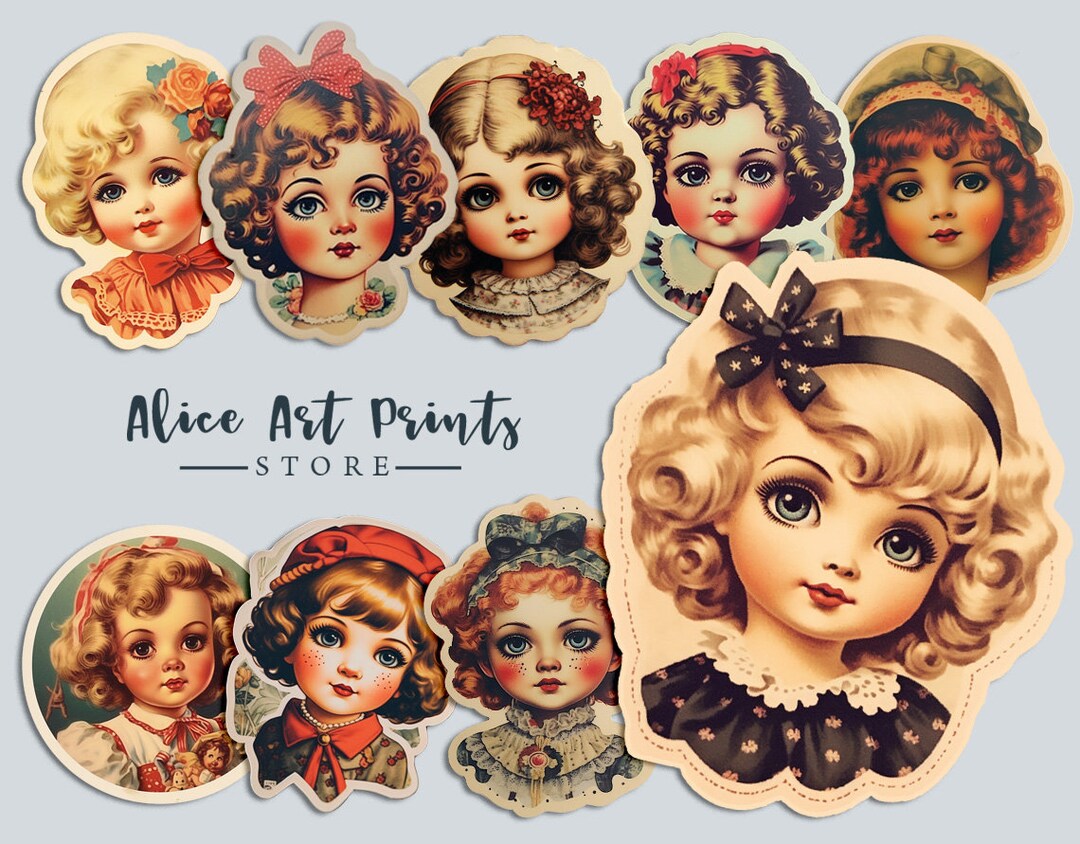 Fussy Cut Vintage Doll Images, Junk Journal Dolls, Printable Stickers ...