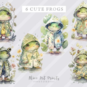 Cute Frog Watercolor Clipart, Adorable Baby Frog PNG, Cute Green Frog ...