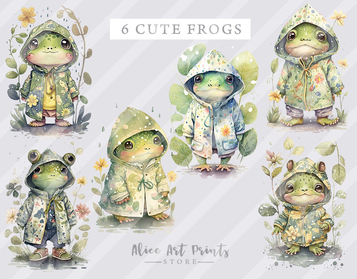 Cute Frog Watercolor Clipart Adorable Baby Frog PNG Cute - Etsy