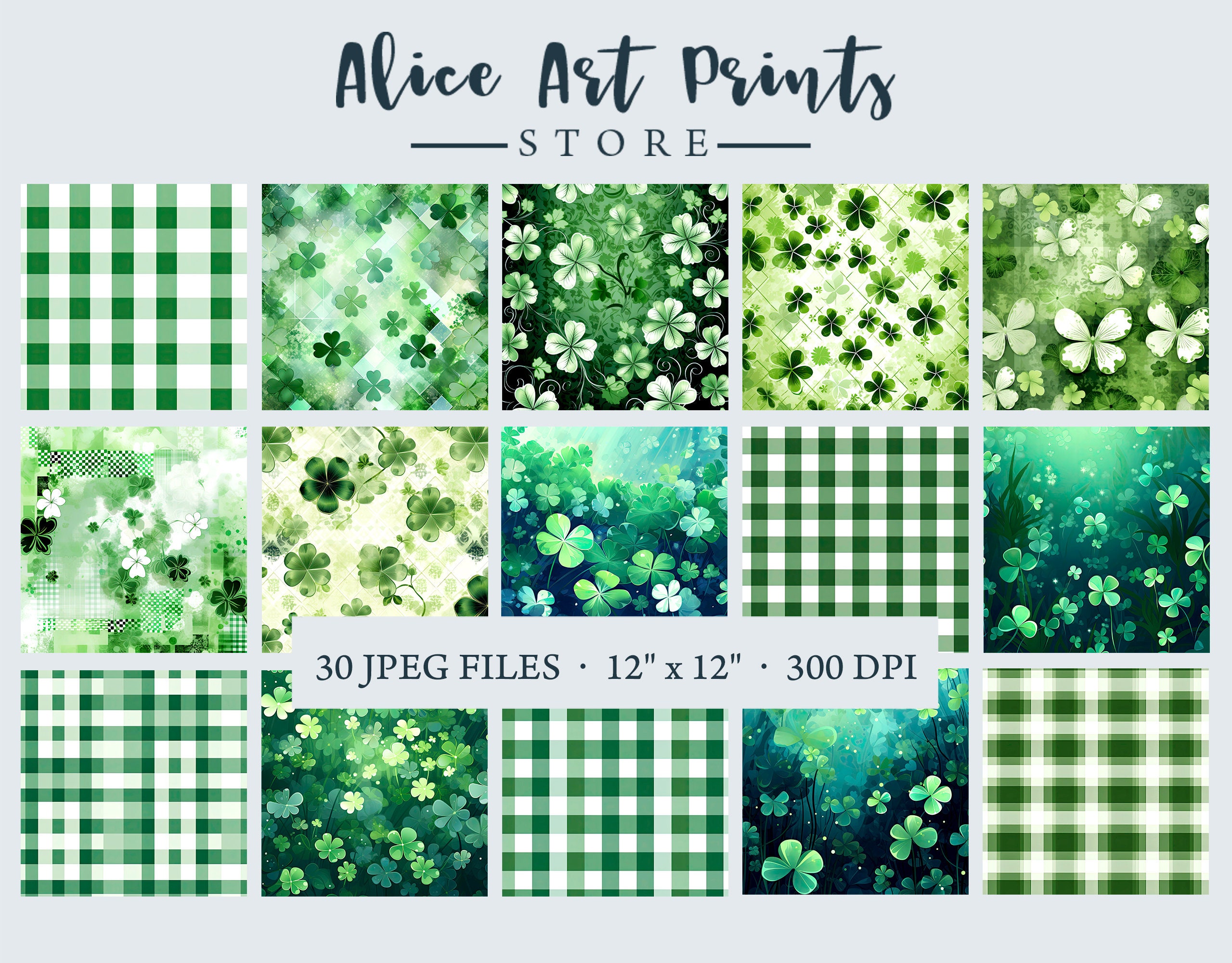 Printable St.patricks Day Digital Paper, Four Leaf Clover Pages Junk ...