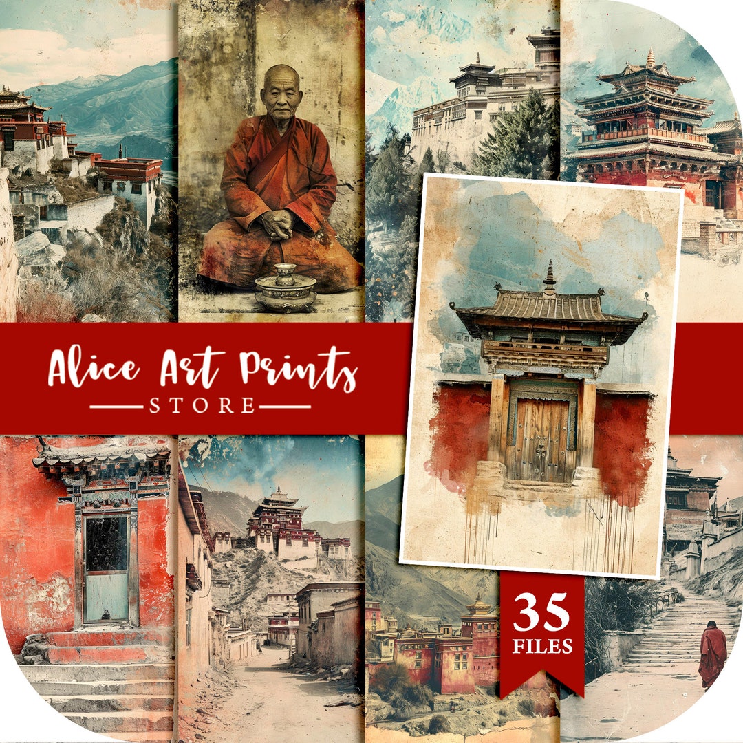 Vintage Tibet Postcards, Tibetan Scenery Travel Postcard Ephemera ...