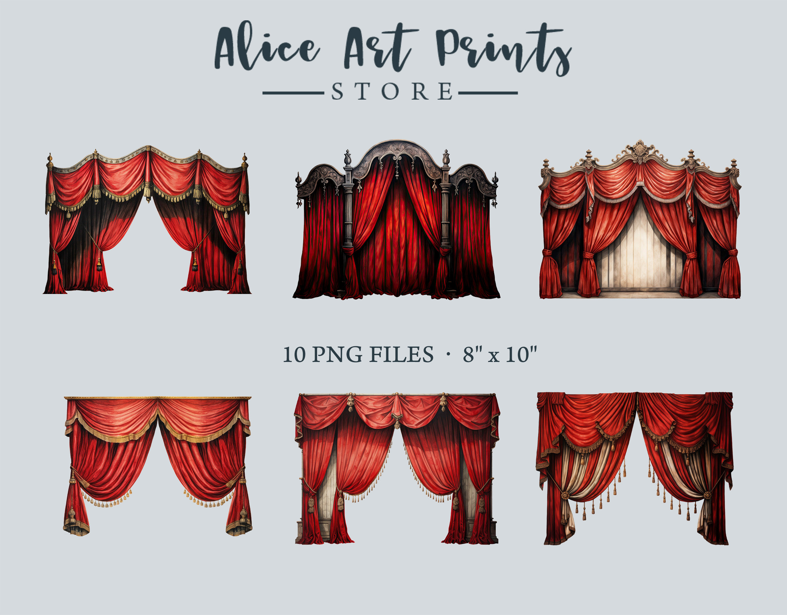 Printable Gothic Vintage Paper Theater Curtains, French Theater ...