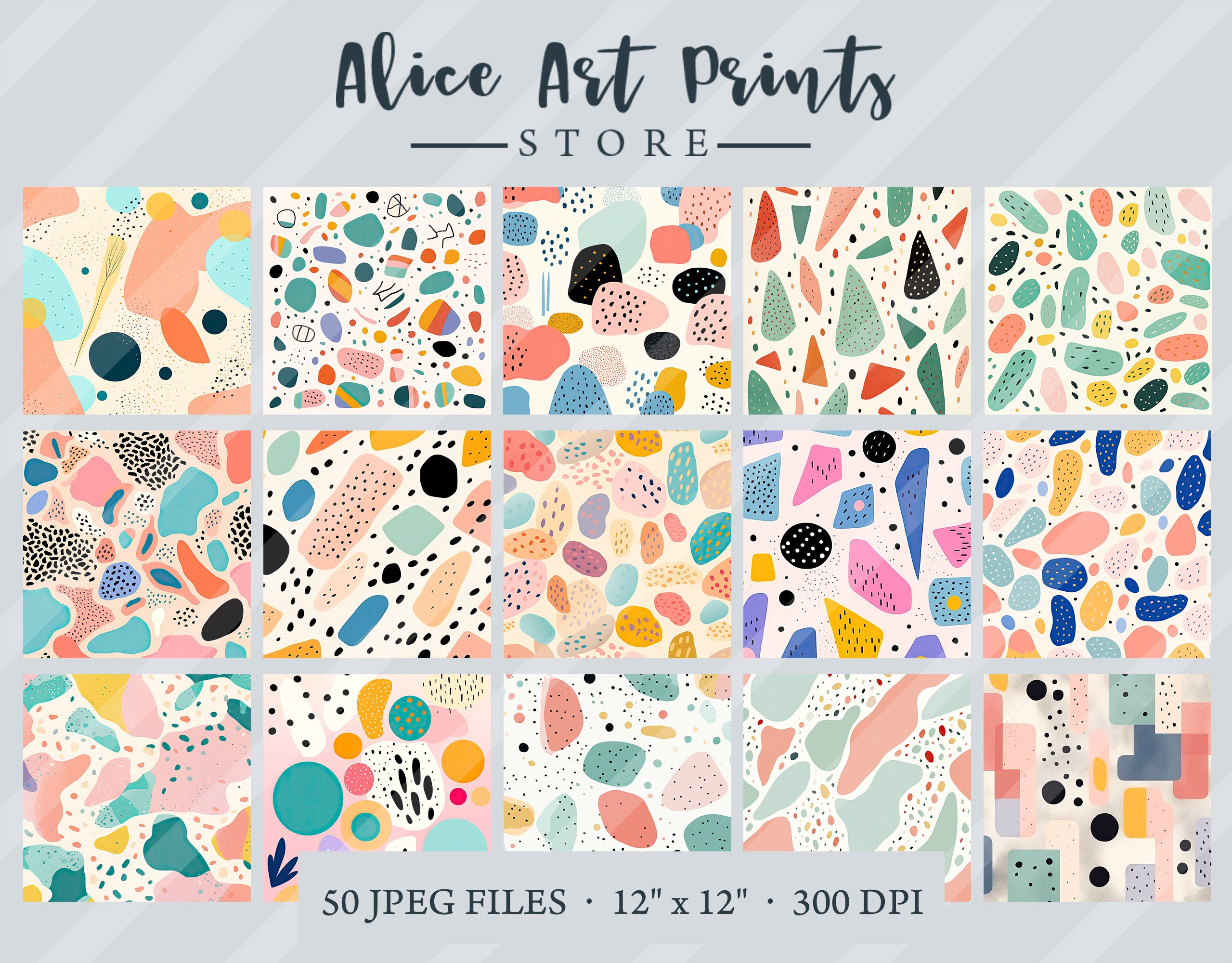 Terrazzo Digital Paper, Stone Digital Paper, Mosaic Background ...