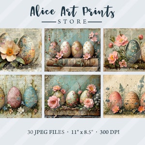 Easter Eggs Junk Journal Pages, Vintage Ephemera Colorful Easter ...