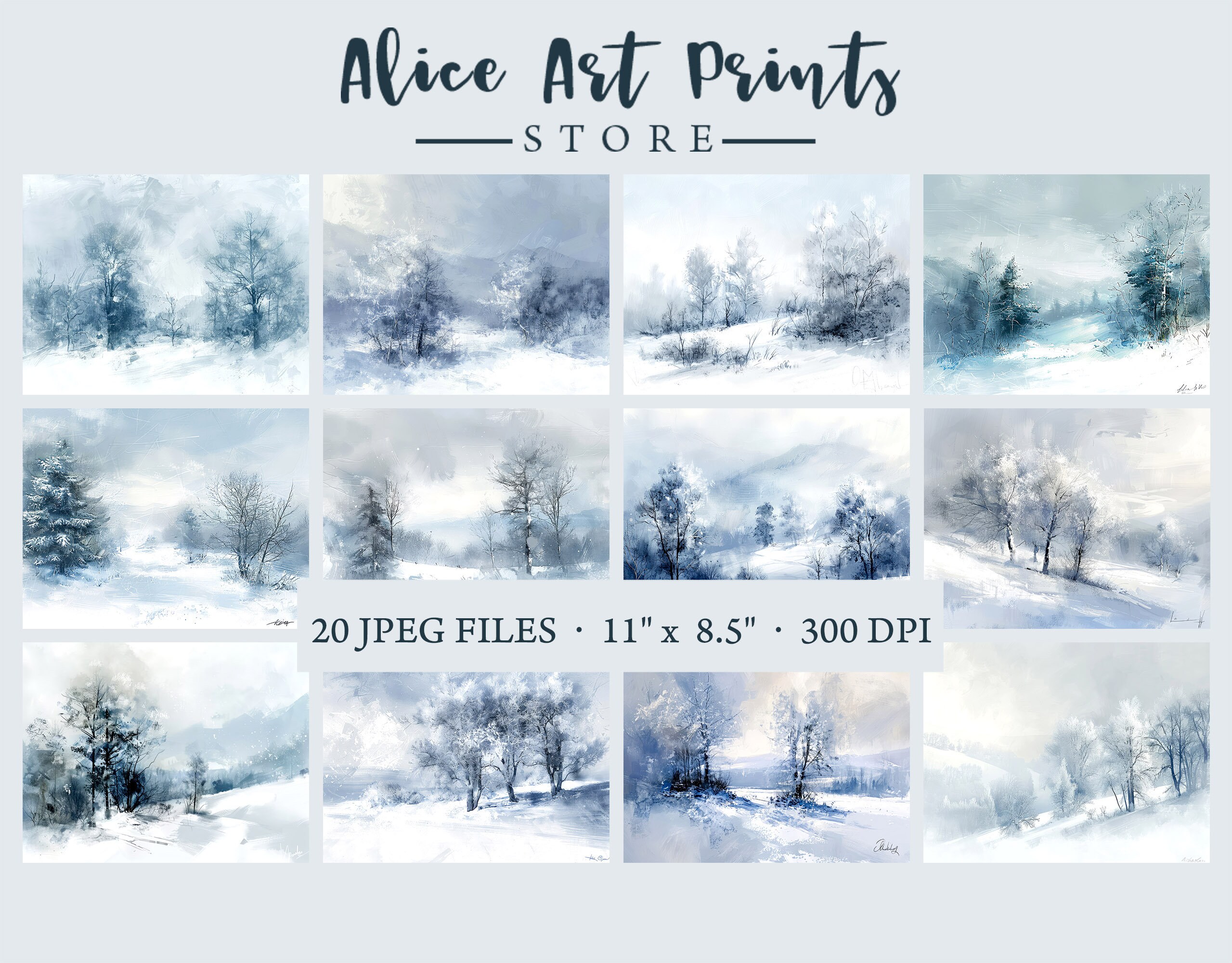 Misty Winter Forest Watercolor Background Junk Journal Pages Digital ...