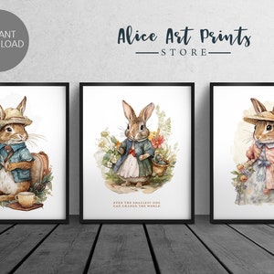Peter Rabbit Inspired Watercolor Prints Set of 3, Nursery Art, Kids ...