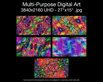 5 Pack Multi Purpose 4K Digital Art 48 Psychedelic Printable Art for ...