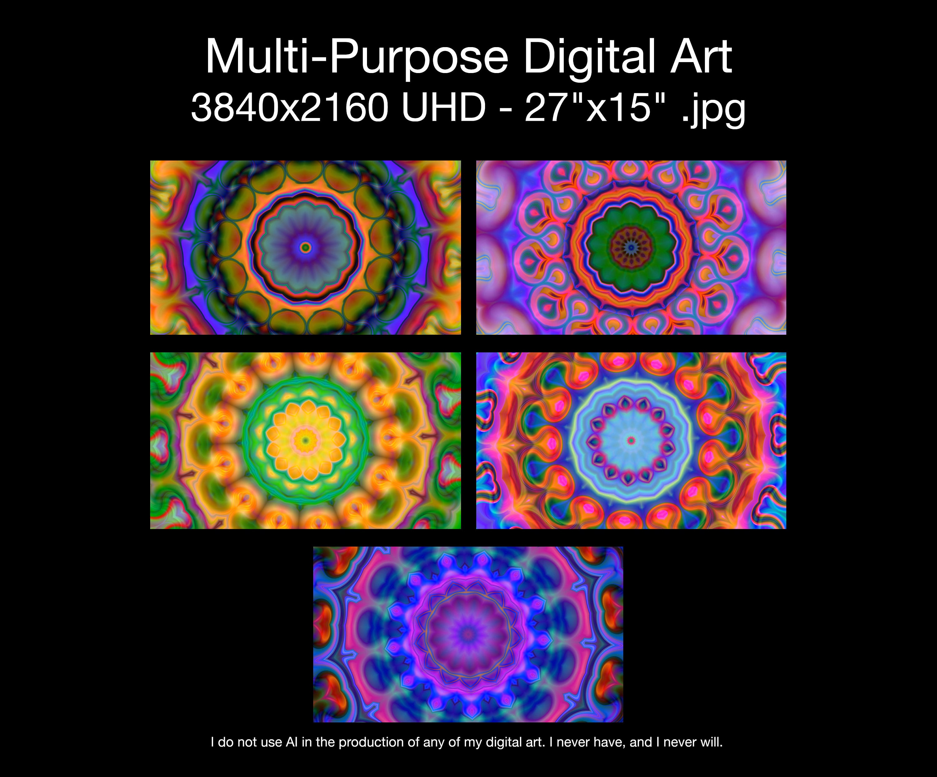 5 Pack Multi Purpose 4K Digital Art 48 Psychedelic Printable Art for ...