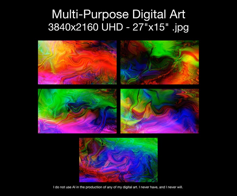 5 Pack Multi Purpose 4K Digital Art 20 Psychedelic Printable Art for ...