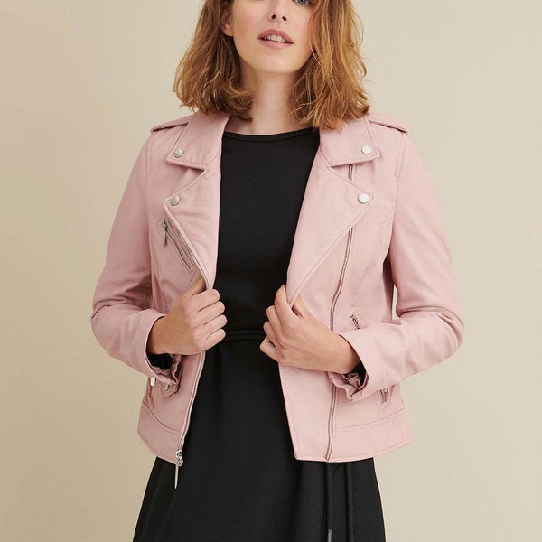 Pink Leather Jacket - Etsy