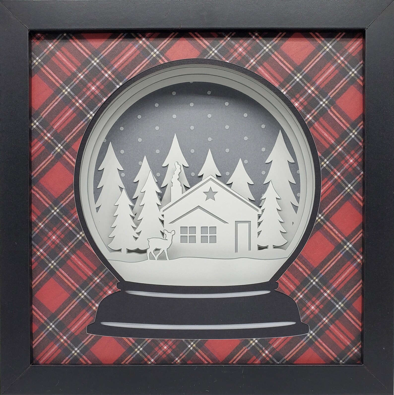 Christmas Shadow Box 3D Holiday Artwork Lighted Papercut Home Decor ...