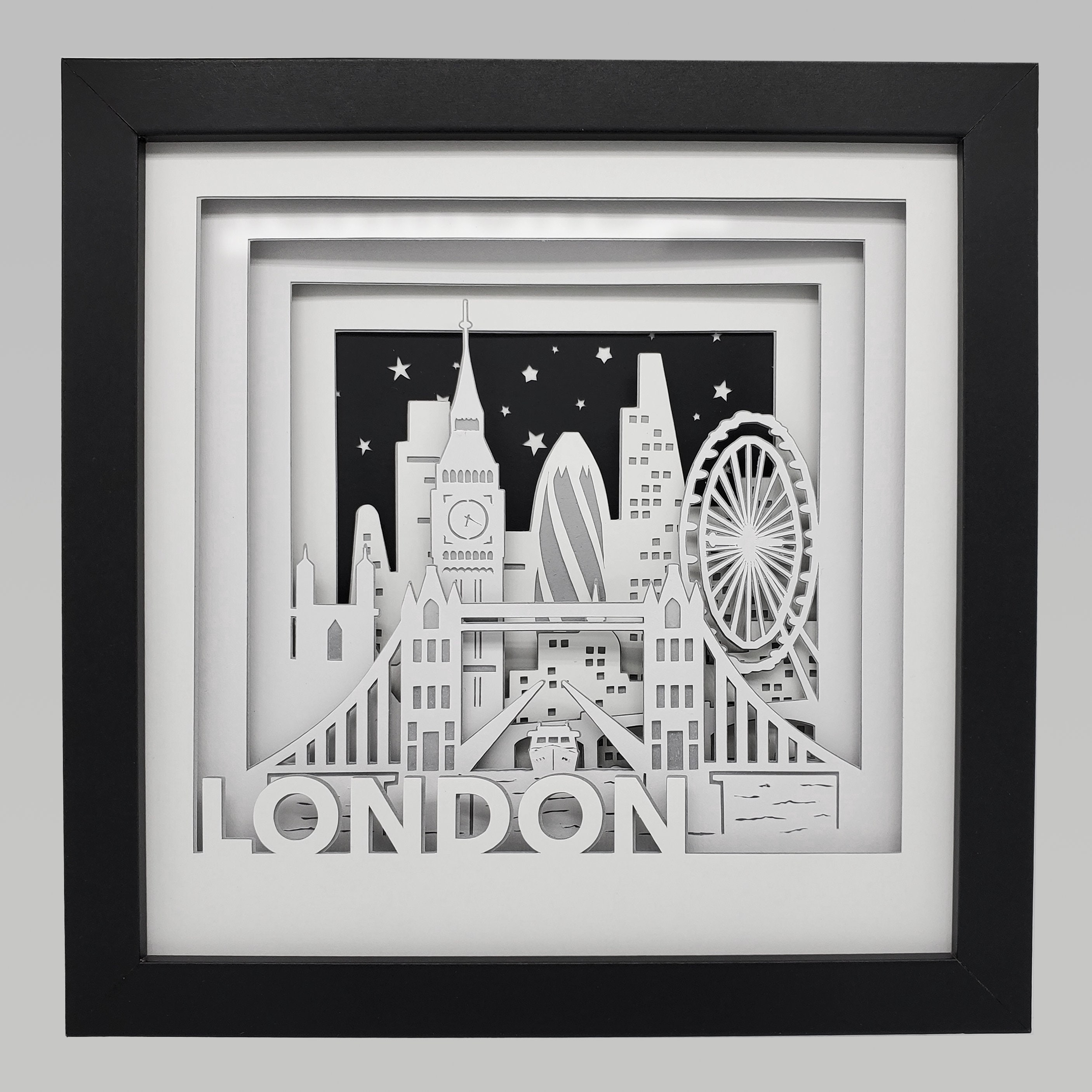London Bridge Shadow Box Skyline Artwork Handmade European Wall Art ...