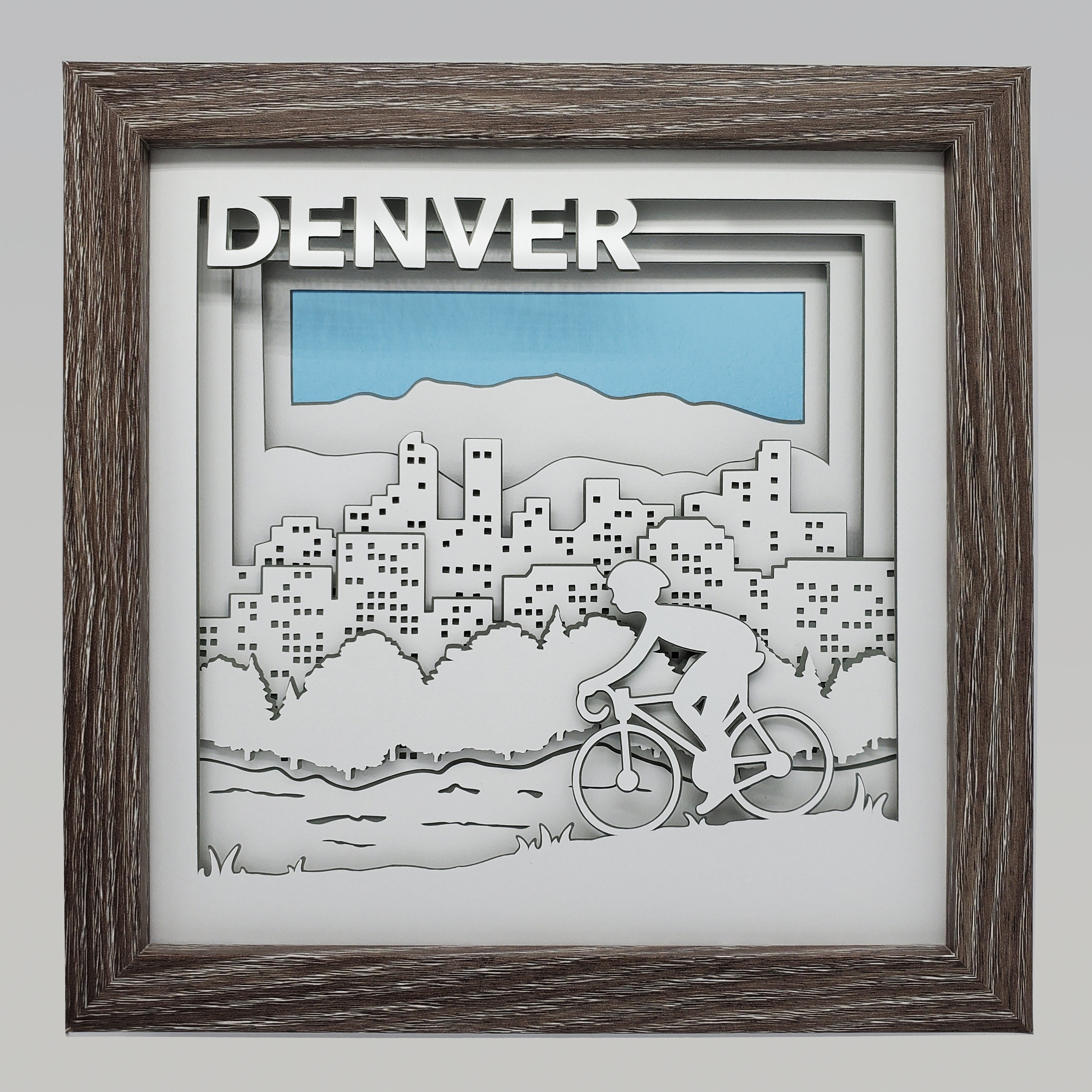 Denver Skyline Shadow Box Cityscape Artwork 3D City Art Rocky Mountains ...