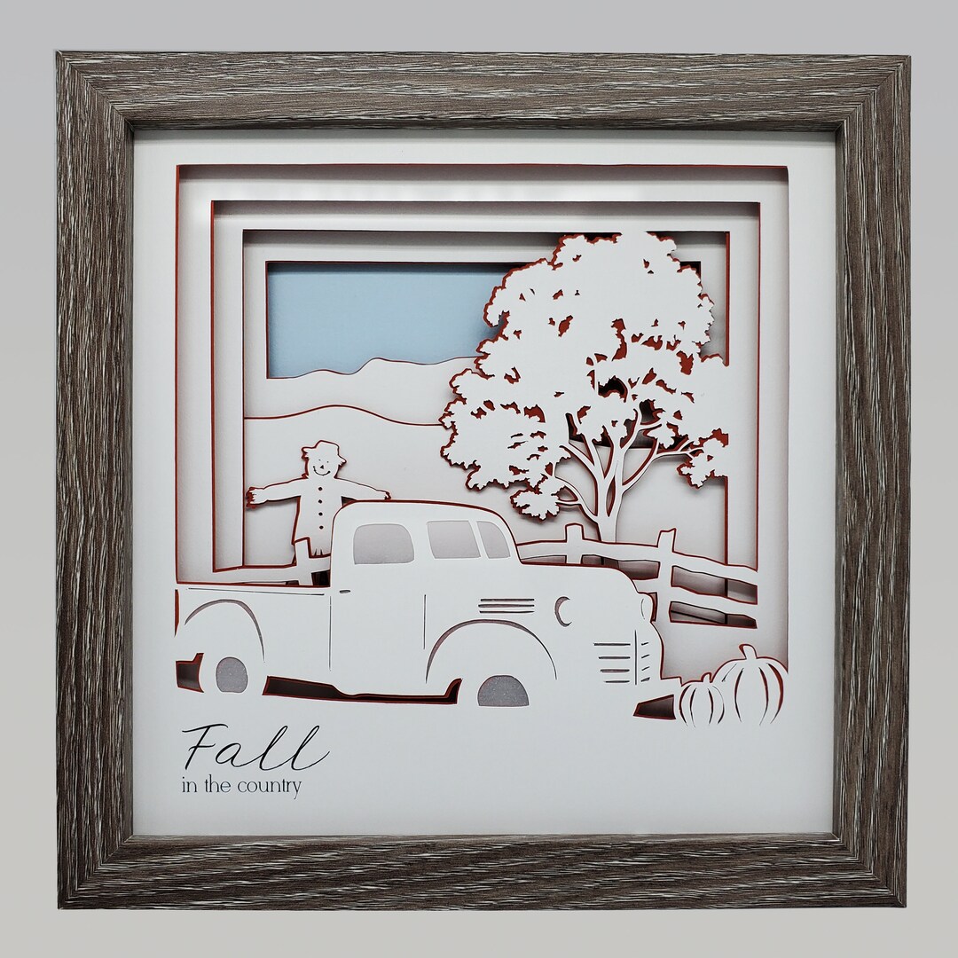 Fall in the Country Shadow Box Seasonal Artwork Autumn Home Decor Old ...