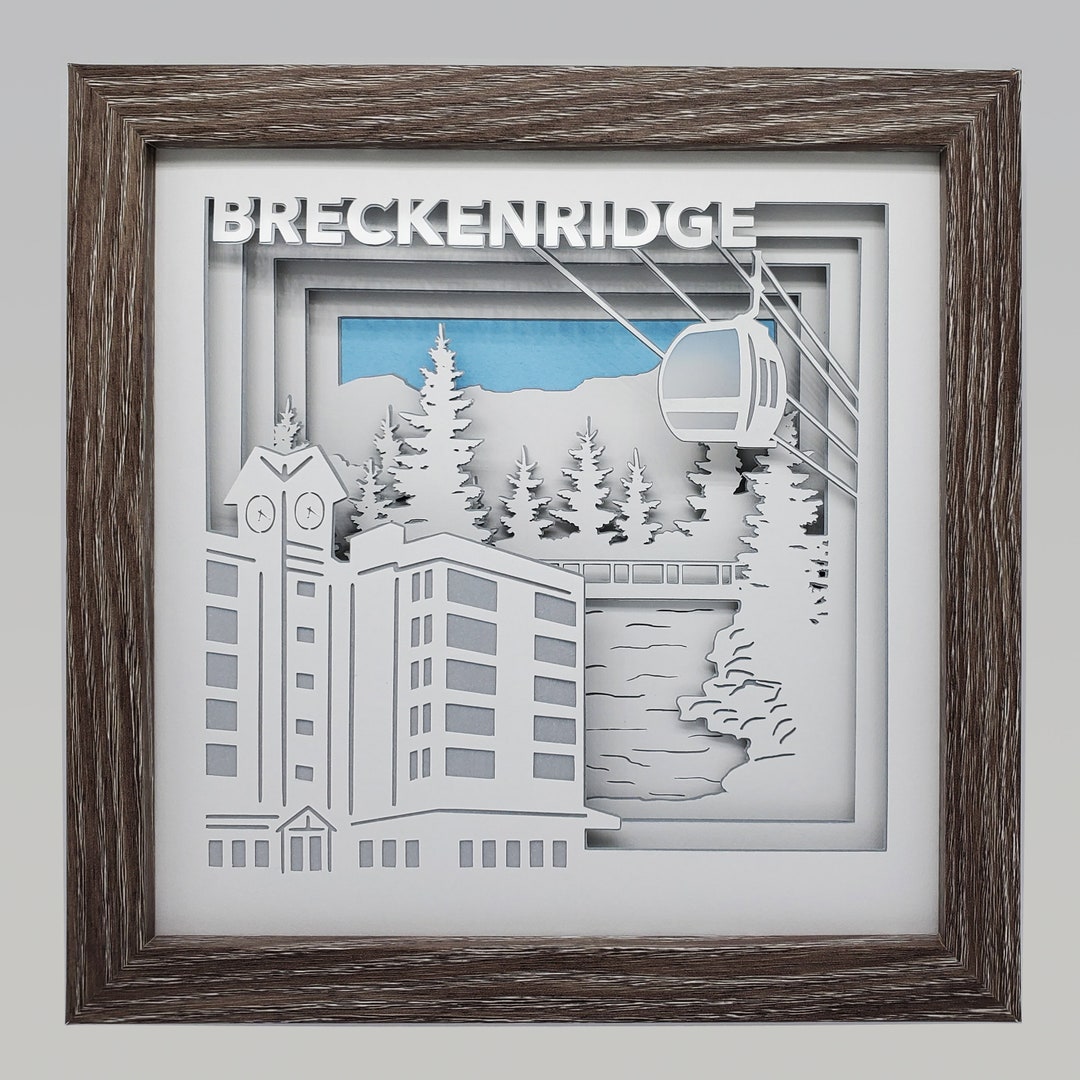 Breckenridge Shadow Box Handmade Mountain Resort Wall Art 3D Ski ...