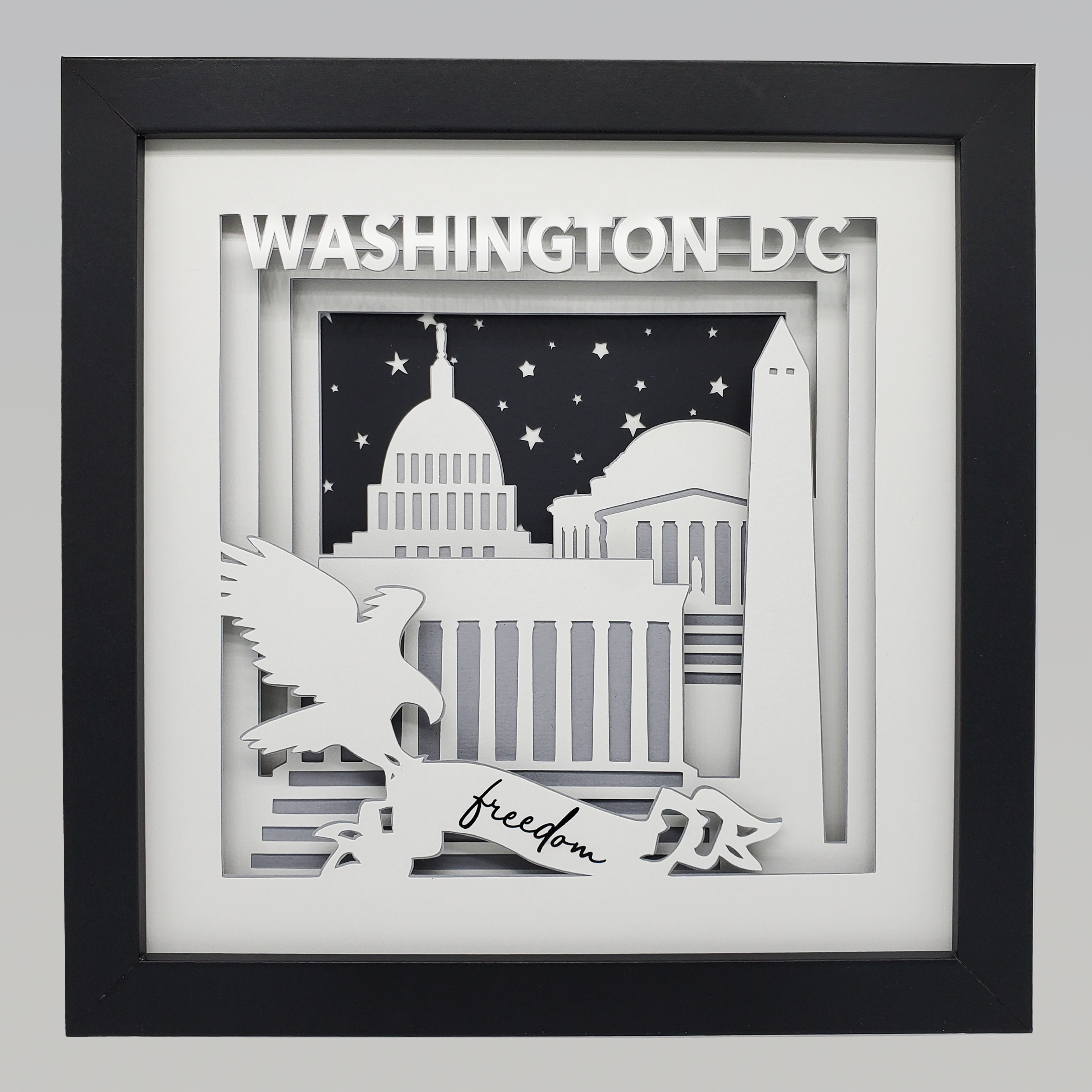 Washington DC Shadow Box National Mall Layered Paper Wall Art Papercut ...