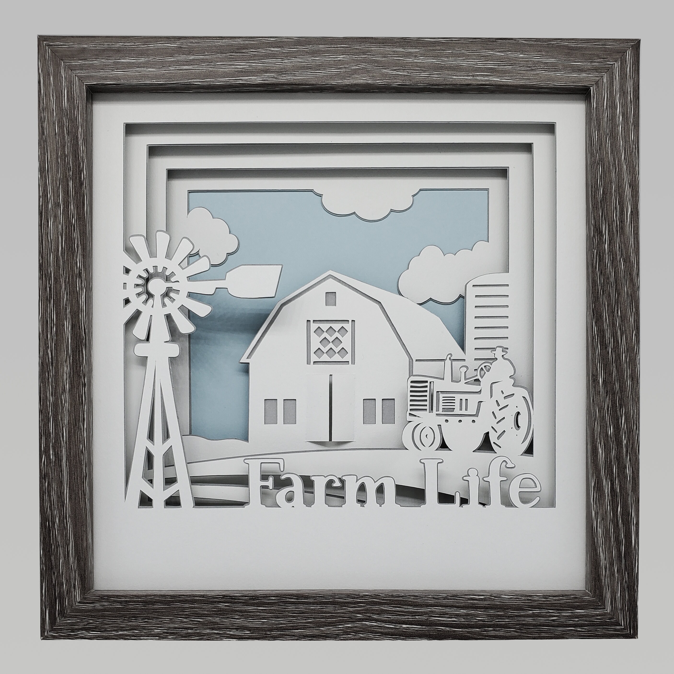 Farm Life Shadow Box Barn Wall Art 3D Tractor Artwork Handmade Windmill ...