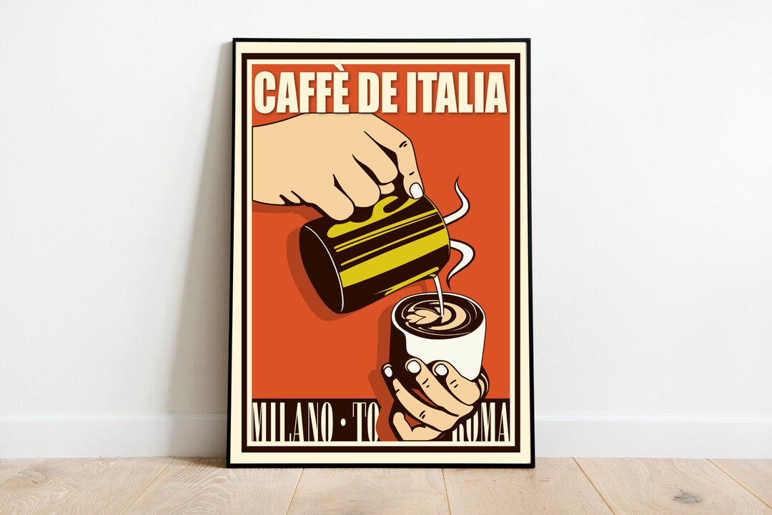 Coffee Poster Vintage, Italian Coffee Print, Retro Cafe Poster Digital ...