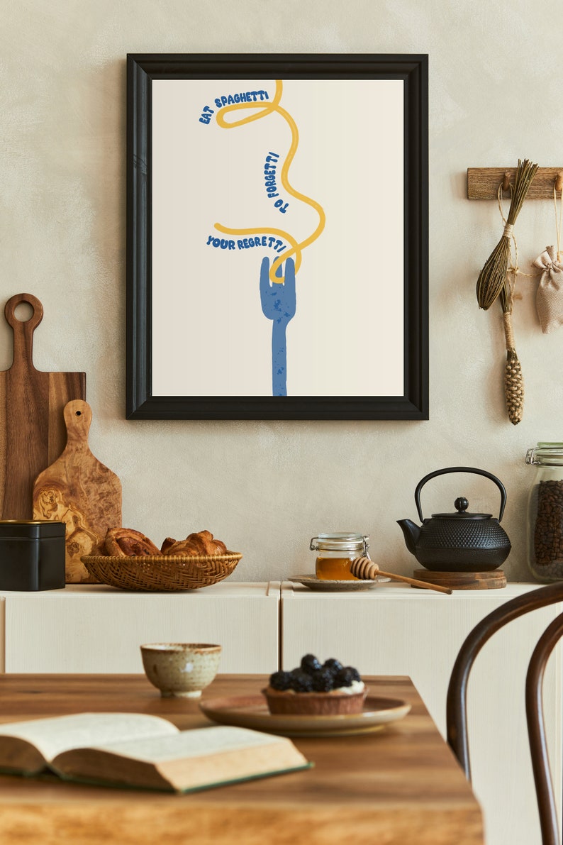 Eat Spaghetti to Forgetti Your Regretti Poster Funny Poster Kitchen ...