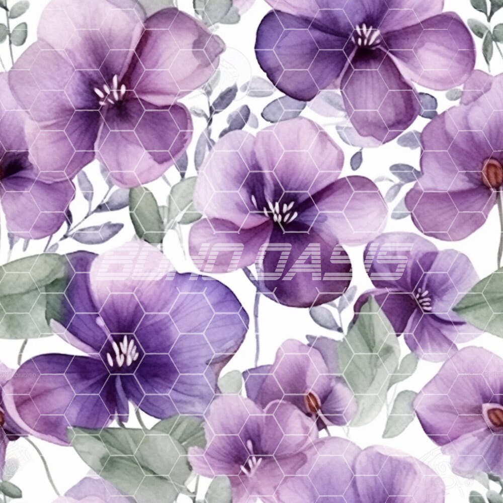 Watercolor Floral Digital Paper, Violet Flower Backgrounds, Scrapbook ...