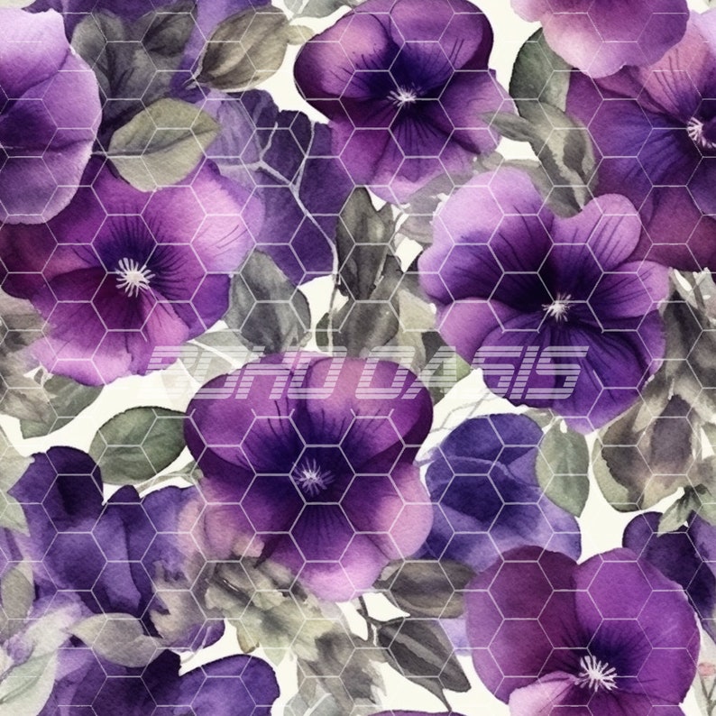 Watercolor Floral Digital Paper, Violet Flower Backgrounds, Scrapbook ...