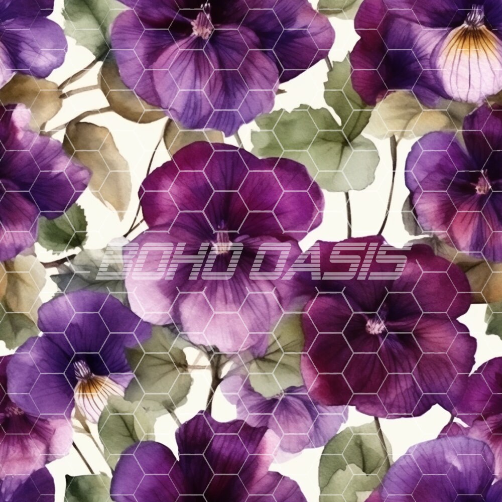Watercolor Floral Digital Paper, Violet Flower Backgrounds, Scrapbook ...