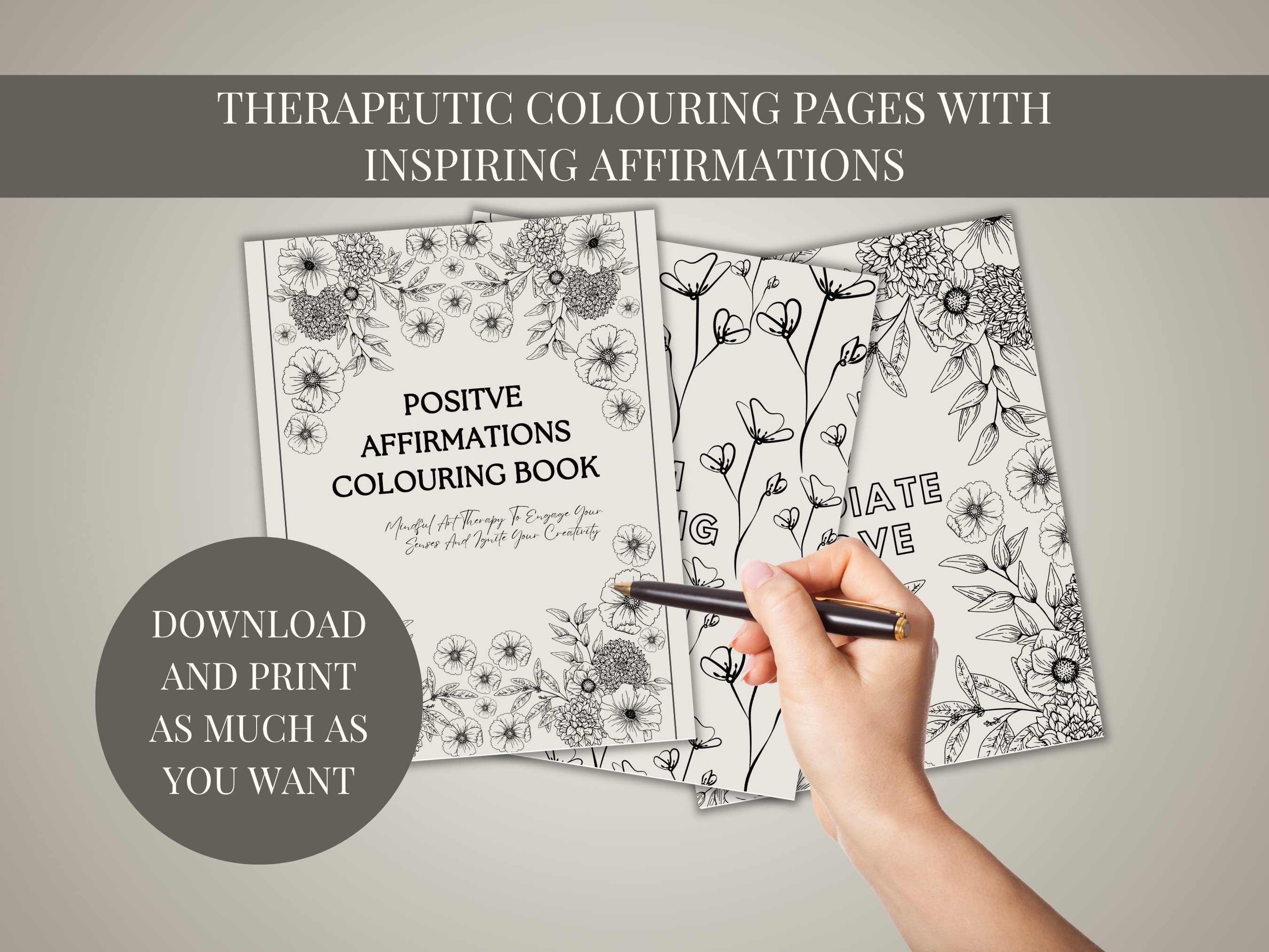 Positive Affirmations Colouring Book Mindful Therapeutic - Etsy