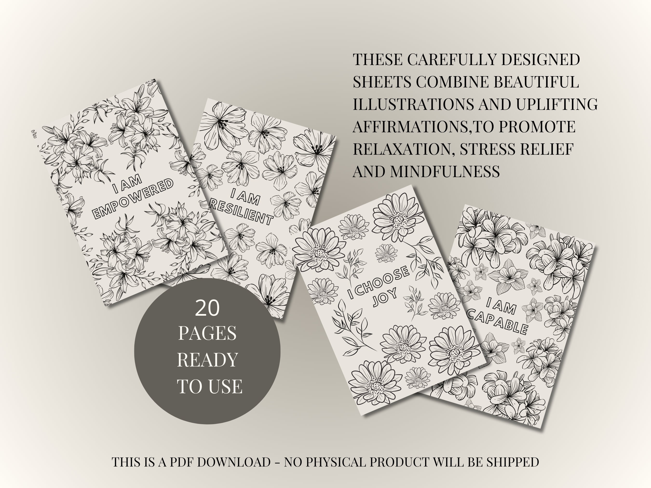 Positive Affirmations Colouring Book Mindful Therapeutic - Etsy